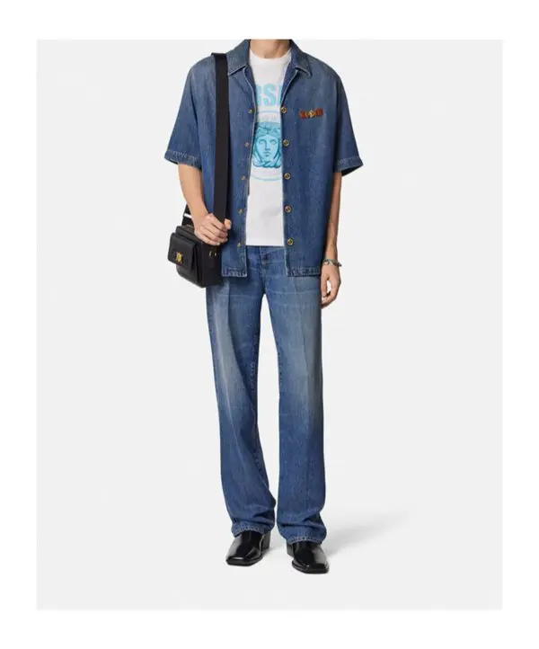 Versace Short-sleeved Denim Shirt