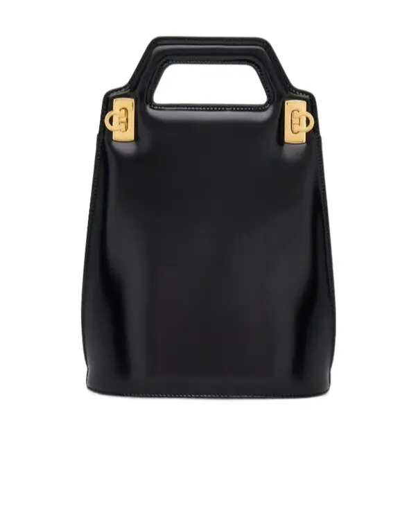 FERRAGAMO Wanda Mini Top Handle Bag - Black