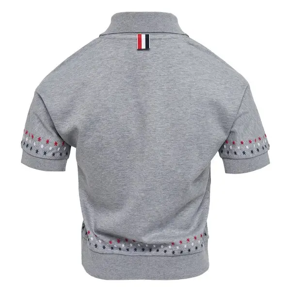 Thom Browne Star-motif Polo Top - Medium Gray