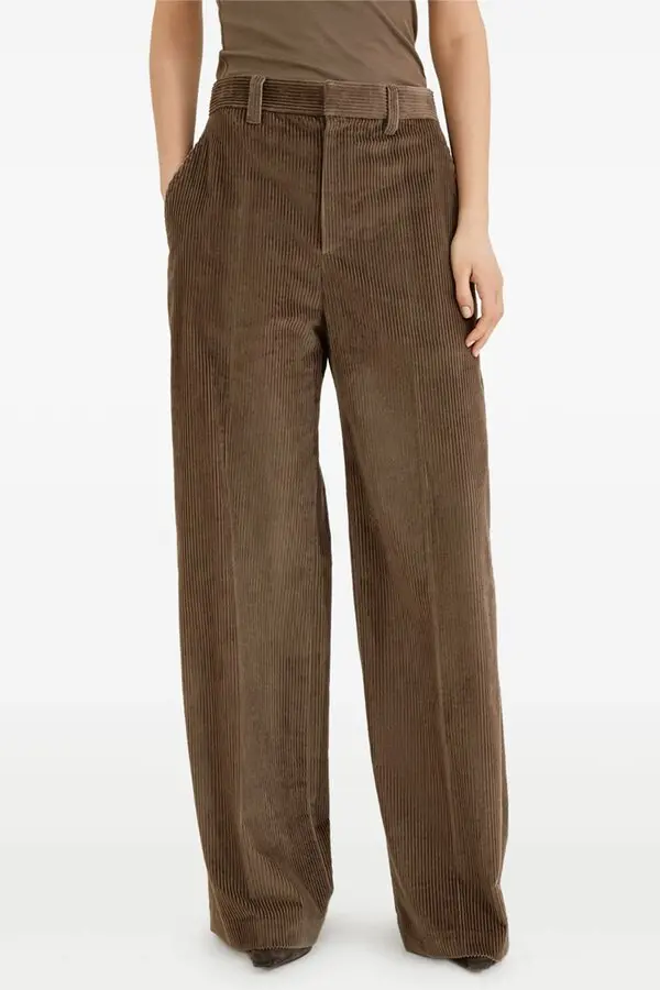 Brunello Cucinelli Monili Detailed Straight Leg Trousers - Brown