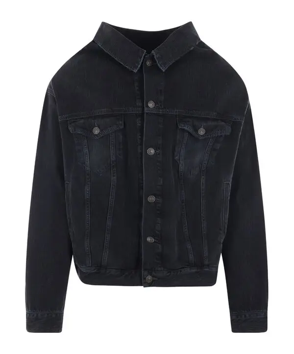 Balenciaga Faded Denim Jacket - Black