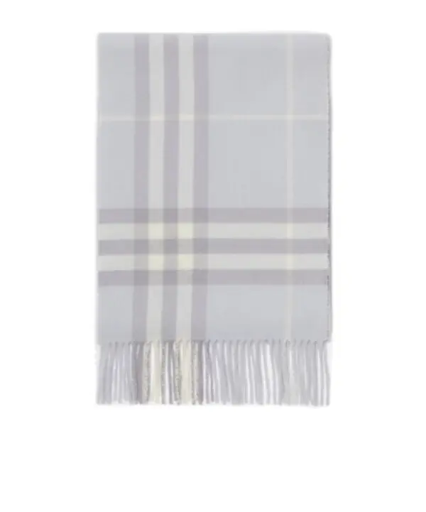 Burberry Checked Fringed Scarf - Mist
