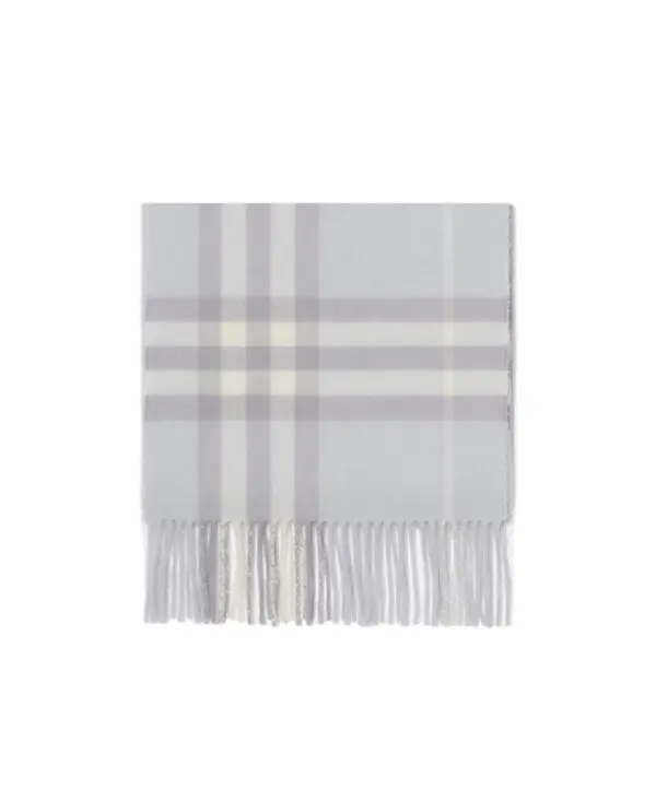 Burberry Checked Fringed Scarf - Mist