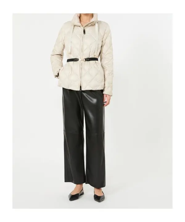 Max Mara Quilted Down Jacket With Belt - Sand-colored