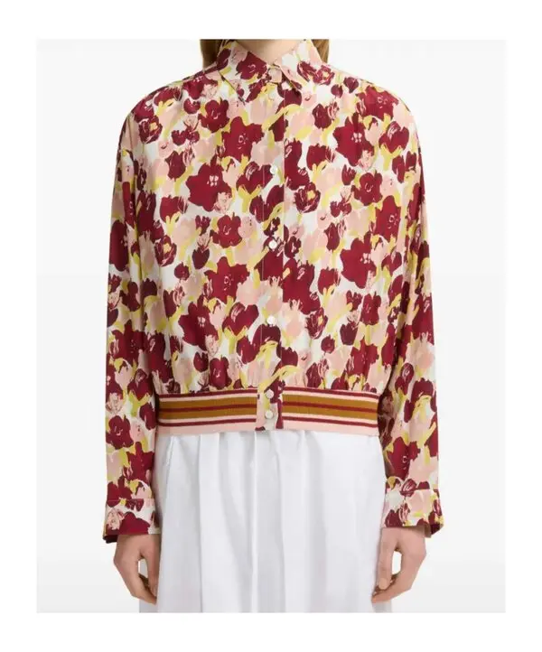 Marni Floral Print Shirt With Ribbed Hem