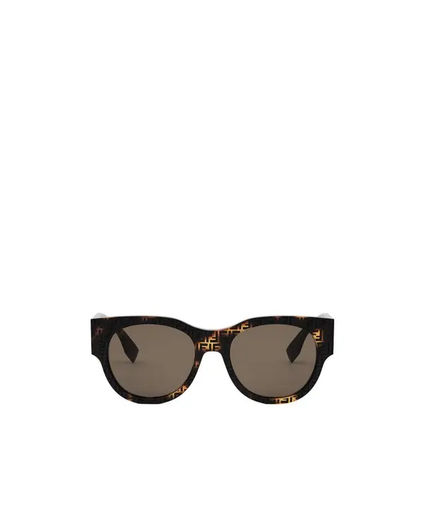 Fendi Monogrammed Round Frame Sunglasses - Havana/serigrafato