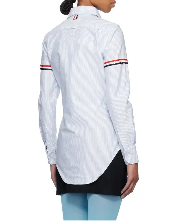 Thom Browne Striped Button-up Shirt With Signature Stripes - Blue