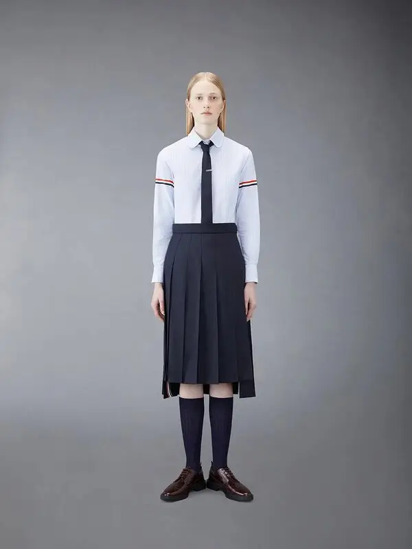 Thom Browne Striped Button-up Shirt With Signature Stripes - Blue