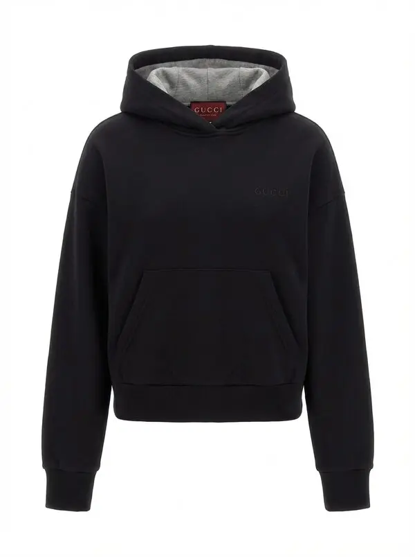 Gucci Viscose Jersey Hooded Sweatshirt - Black