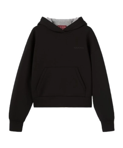 Gucci Viscose Jersey Hooded Sweatshirt - Black