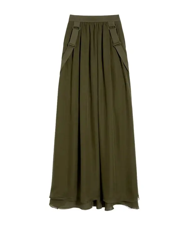 Max Mara Buckle Detailed Maxi Skirt - Green