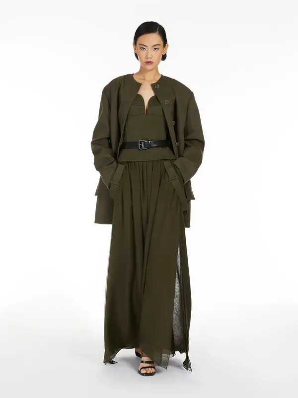Max Mara Buckle Detailed Maxi Skirt - Green