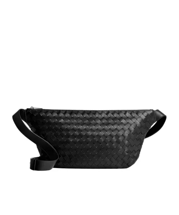Bottega Veneta Intrecciato Leather Sling Bag - Black