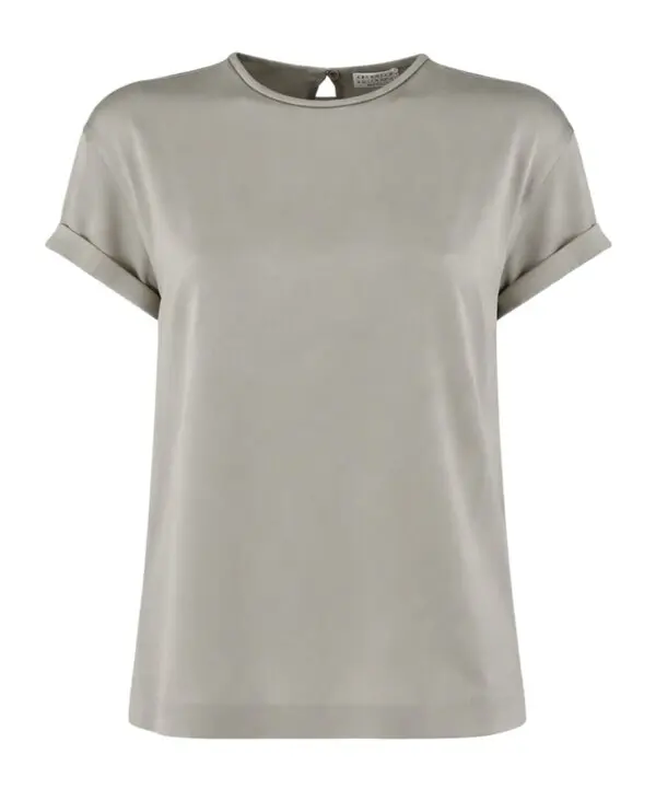 Brunello Cucinelli Satin Crewneck T-shirt - Gray