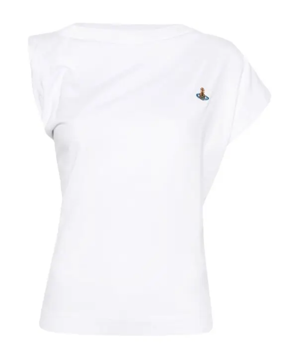 VIVIENNE WESTWOOD Orb Embroidered Asymmetric T-shirt - White