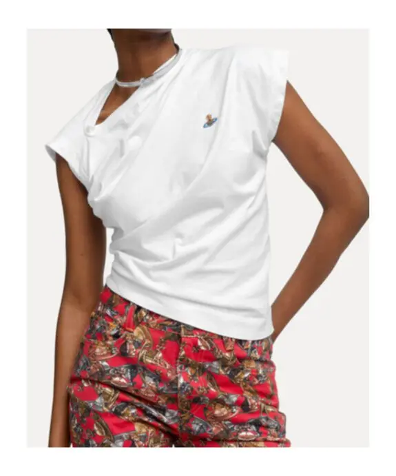 VIVIENNE WESTWOOD Orb Embroidered Asymmetric T-shirt - White
