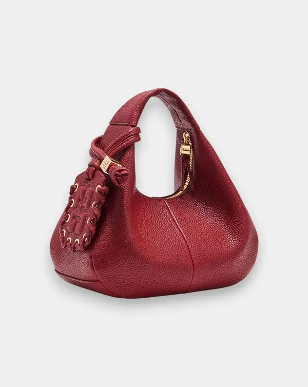 GANNI Grained Mini Hobo Bag - Red