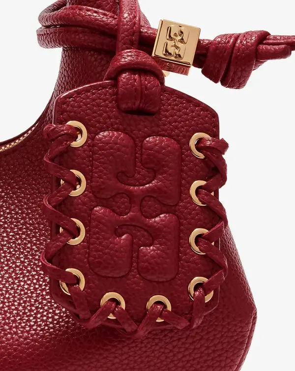 GANNI Grained Mini Hobo Bag - Red