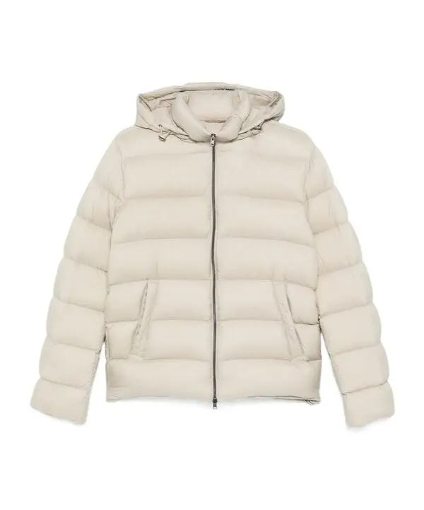 Herno Hooded Quilted Bomber Jacket - White