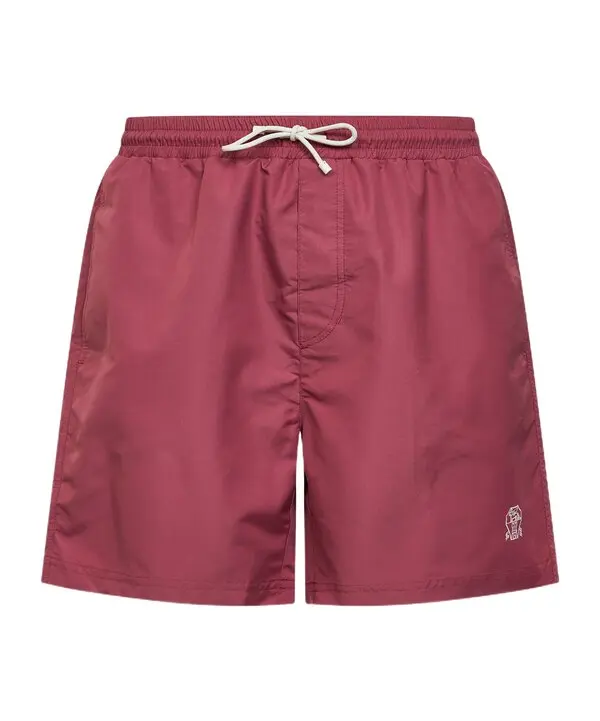 Brunello Cucinelli Logo Detailed Drawstring Swim Shorts - Coral