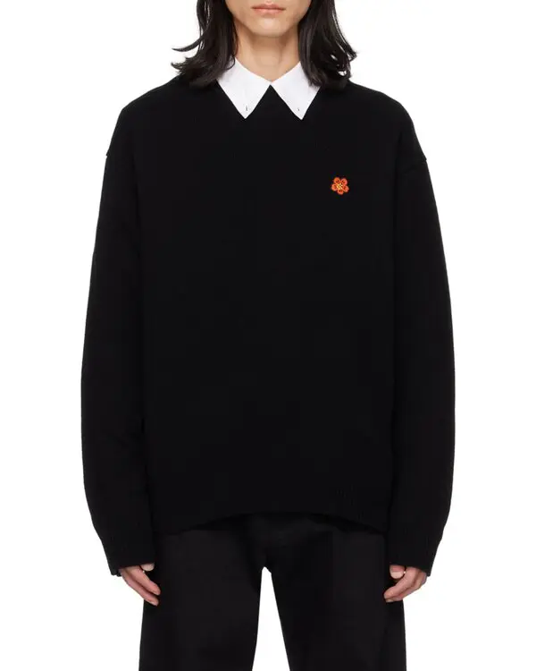 Kenzo Boke Flower Crewneck Knitted Jumper - Black