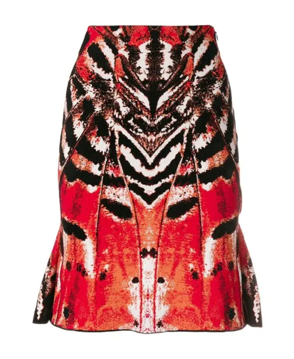 Alexander McQueen Abstract Printed High Waist Skirt