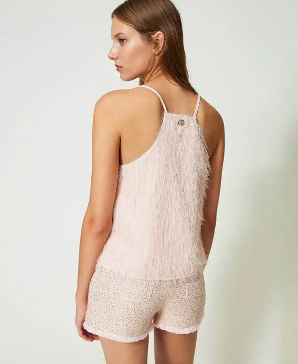 TWINSET Feather Effect Spaghetti Strap Top