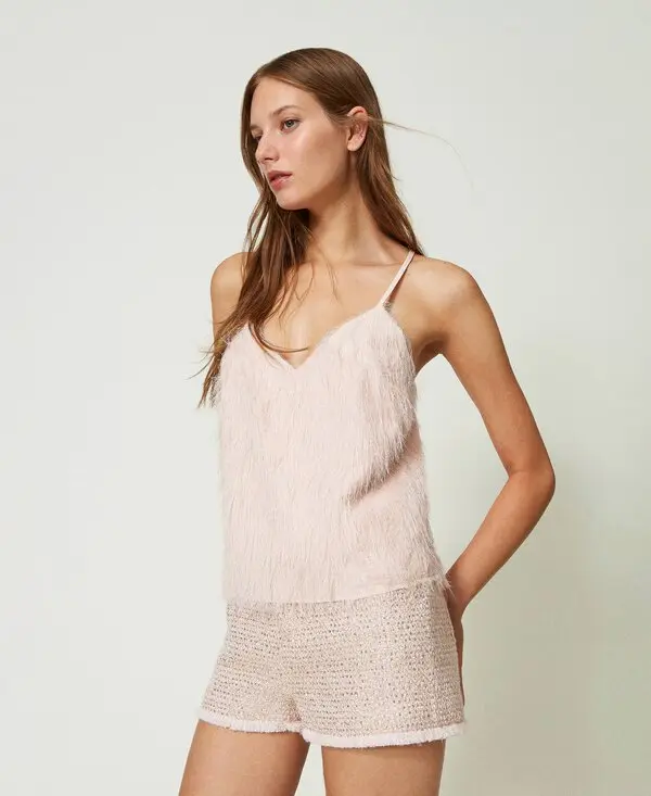 TWINSET Feather Effect Spaghetti Strap Top