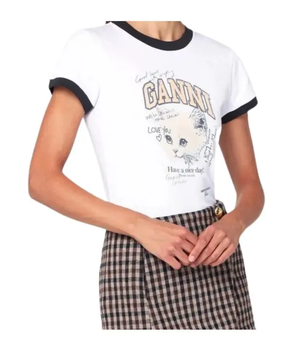 GANNI Crew Neck Short-sleeved T-shirt - White