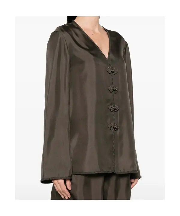 RÓHE Voluminous Peplum Top - Brown