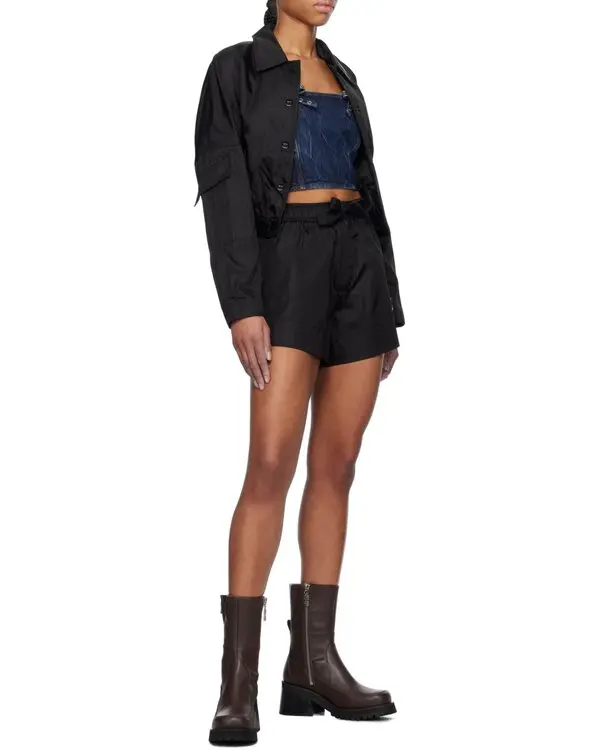 GANNI Cropped Jacket With Pockets And Logo Detail