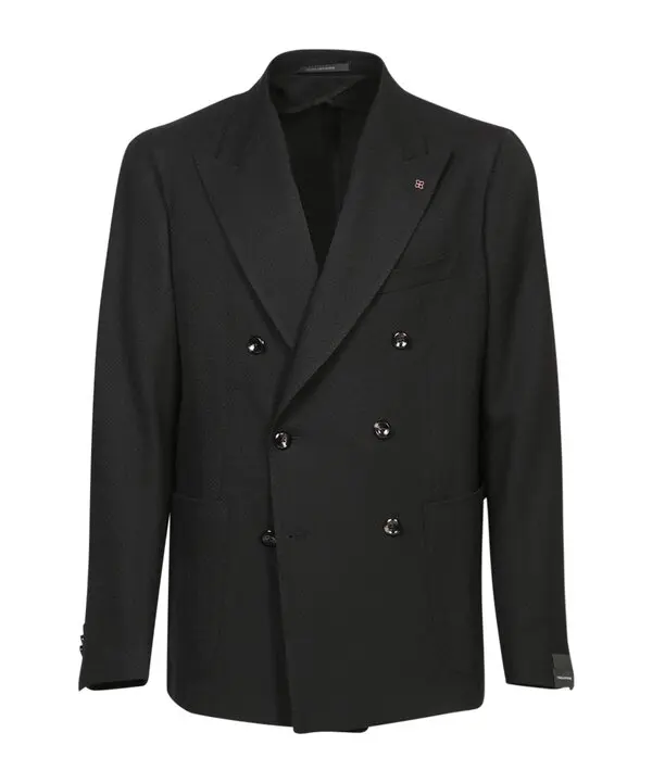 Tagliatore Logo Plaque Double-breasted Blazer - Black