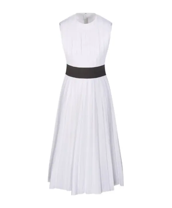 Tory Burch Sleeveless Pleated Dress With Zipper Closure