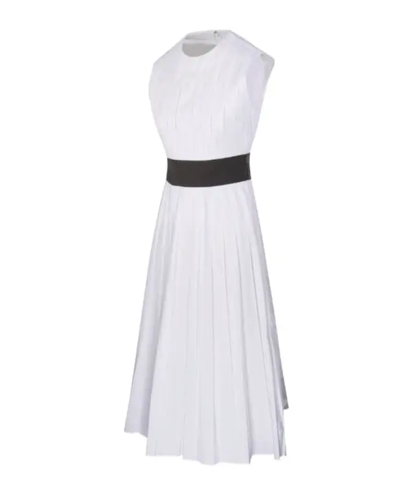 Tory Burch Sleeveless Pleated Dress With Zipper Closure
