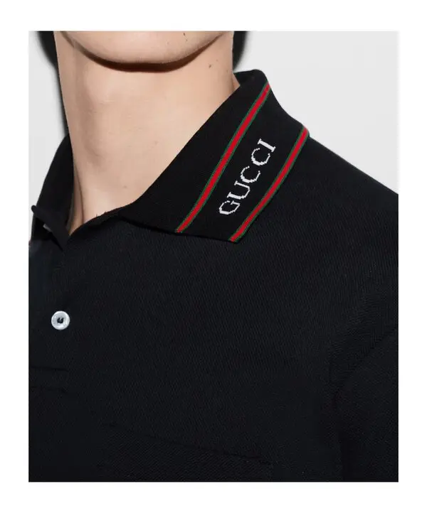 Gucci Logo Detailed Polo Shirt - Black