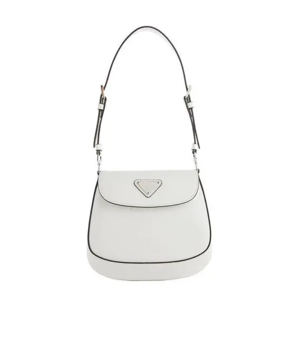 Prada Cleo Brushed Leather Mini Bag - White