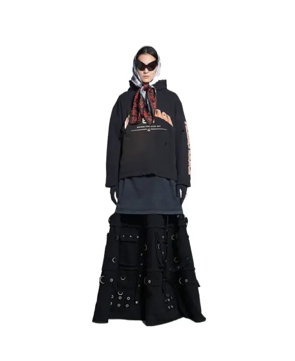 Balenciaga Distressed Logo Printed Hoodie