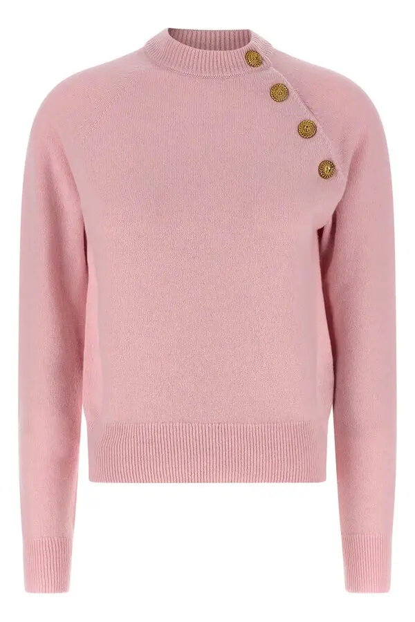 Balmain Long Sleeved Buttoned Jumper - Pink