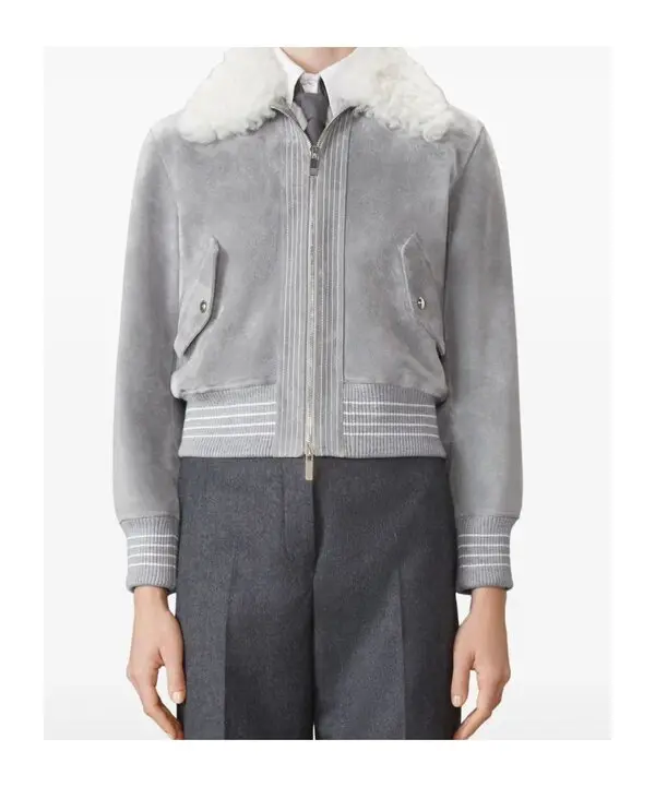 Thom Browne Shearling Collar Suede Jacket