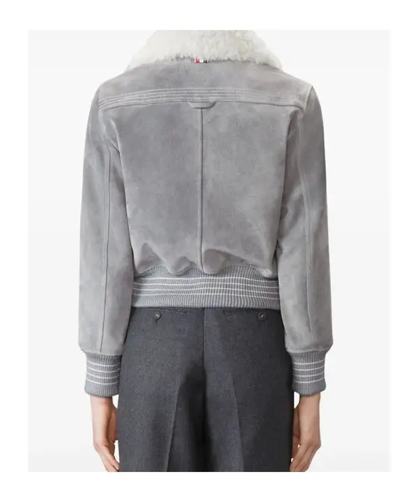 Thom Browne Shearling Collar Suede Jacket