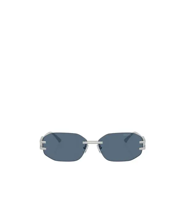 Versace Rimless Sunglasses With Patterned Temples - Blue