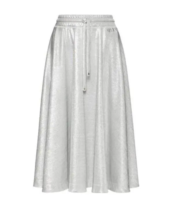 Valentino Garavani Metallic Threading Midi Skirt - White