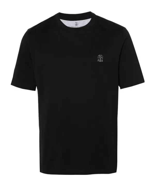 Brunello Cucinelli Logo Printed Crewneck T-shirt - Black