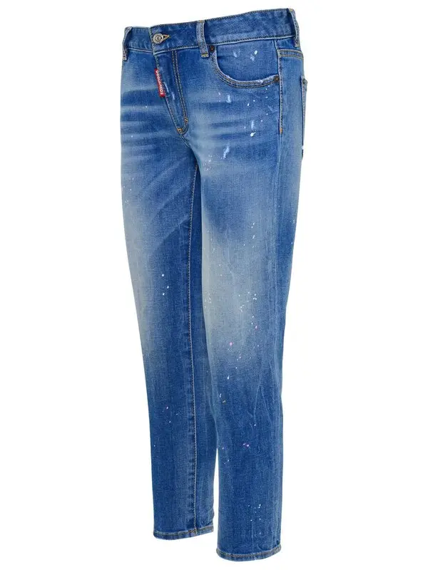 Dsquared2 Stone-washed Crop-leg Jeans - Blue