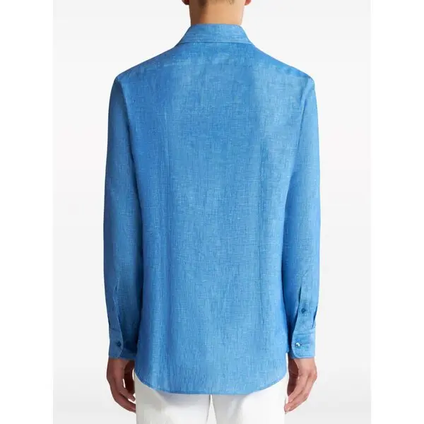 Etro Pegaso-embroidered Long-sleeved Shirt - Blue