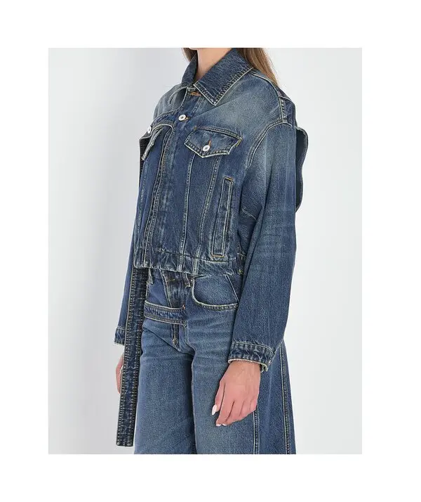 JEAN PAUL GAULTIER Distressed Denim Jacket With Logo Tag