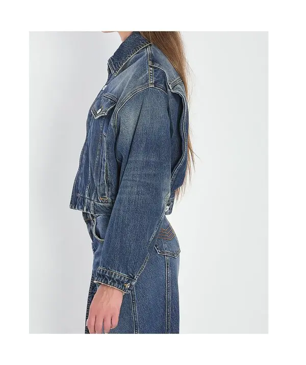 JEAN PAUL GAULTIER Distressed Denim Jacket With Logo Tag