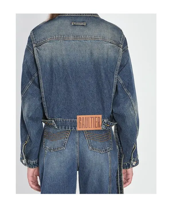 JEAN PAUL GAULTIER Distressed Denim Jacket With Logo Tag