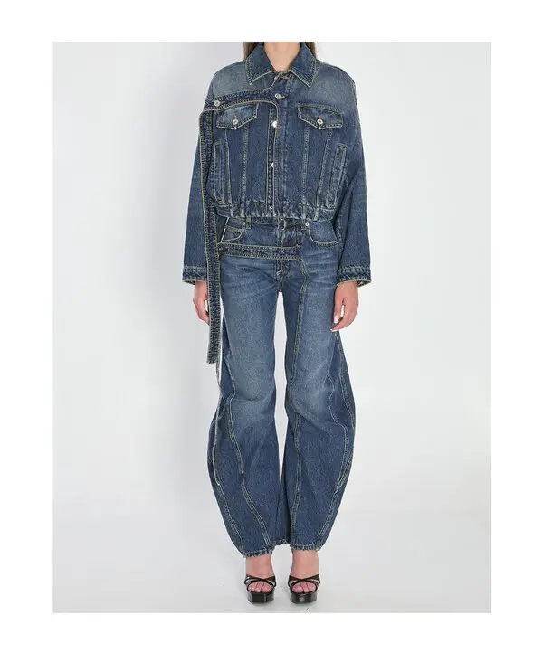 JEAN PAUL GAULTIER Distressed Denim Jacket With Logo Tag