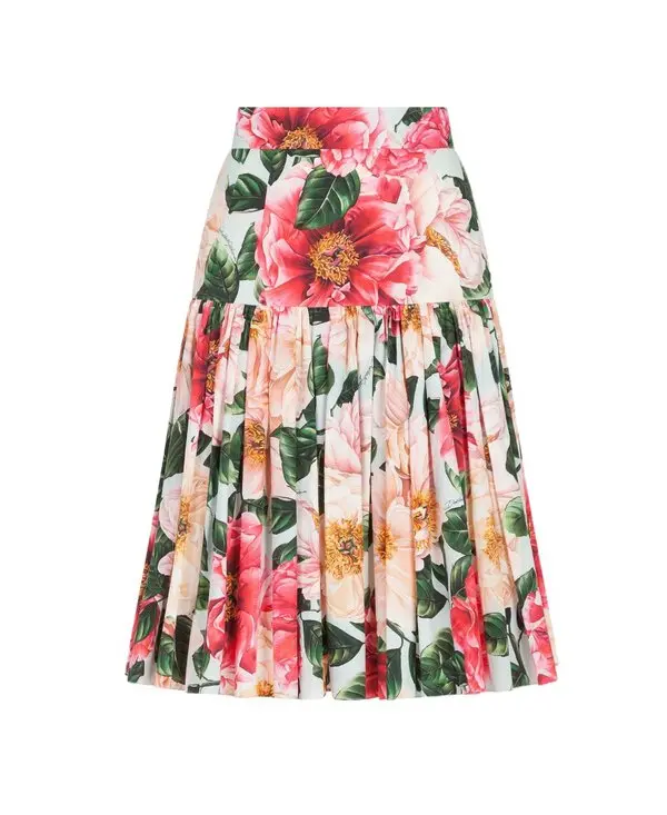 Dolce & Gabbana Floral Print Pleated Knee-length Skirt